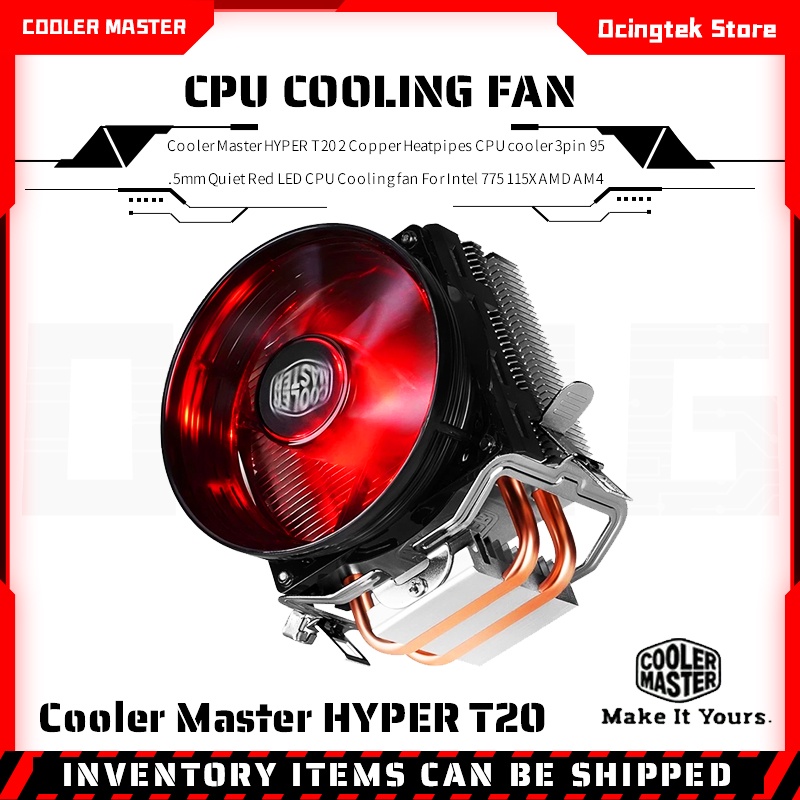 Cooler Master T20 2 Heat pipe CPU Cooler 95.5mm Quiet CPU Cooling 3PIN ...