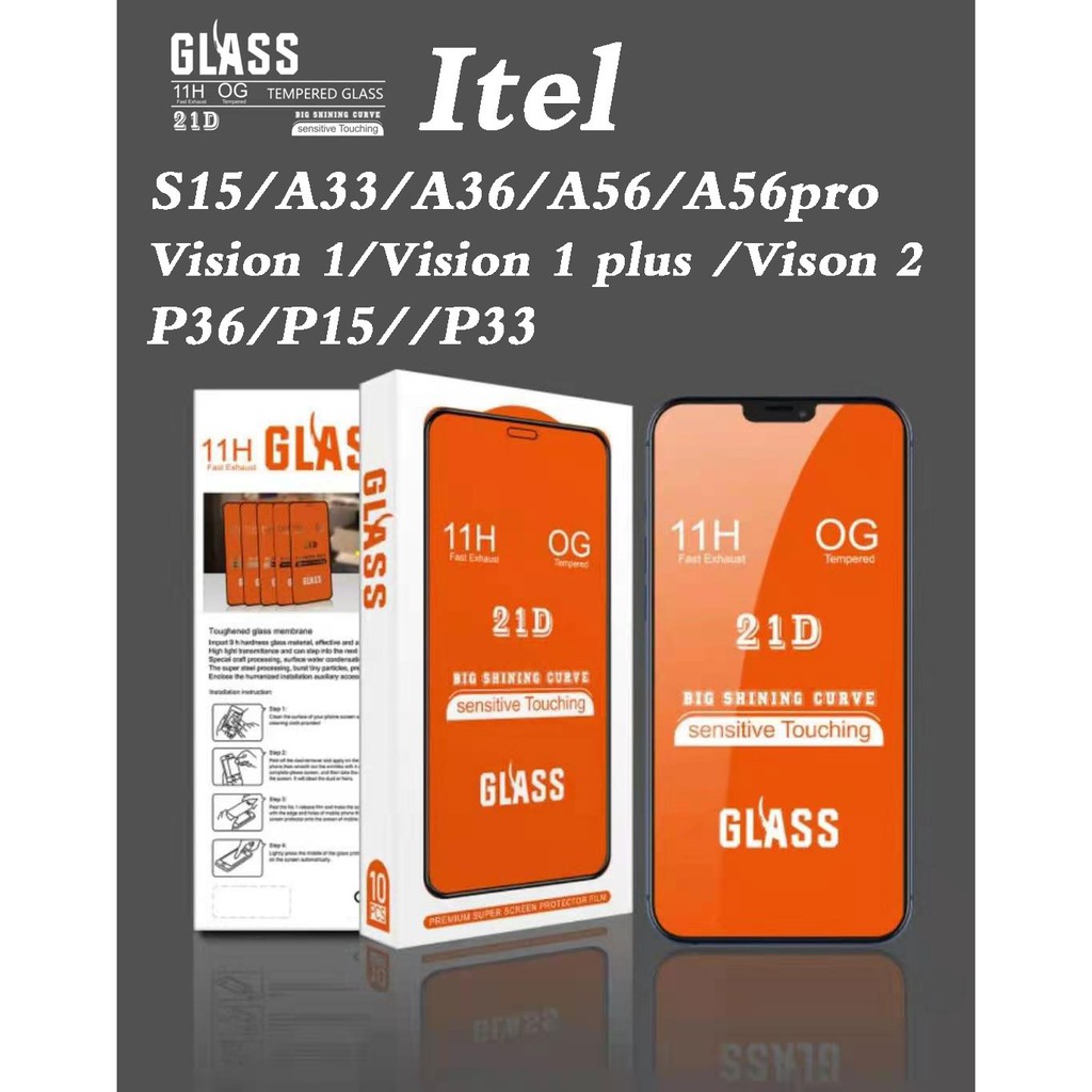 2 ชิ้น Itel 21D กระจกนิรภัยเต็มรูปแบบ iteel s15/a33/a36/a56/a56pro/p36 ...