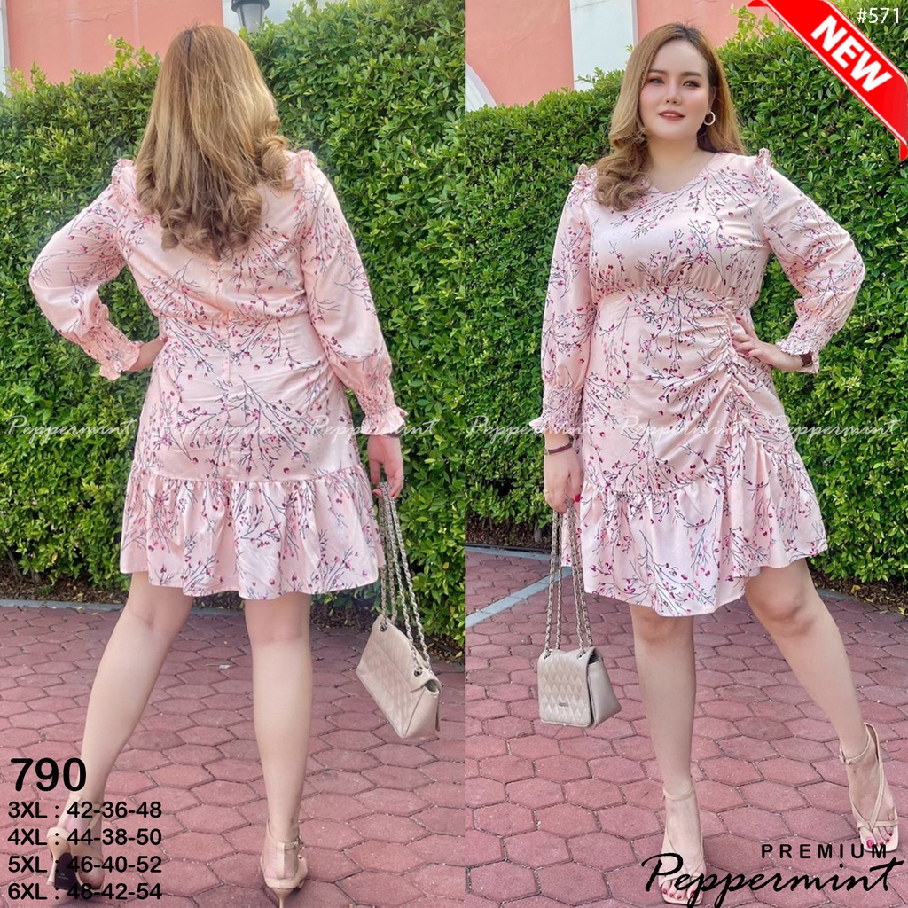ราคาพิเศษ ‼️งานพรีเมียม เดรสสาวอวบ คุณหนูสายหวาน กระโปรงระบาย SizeXL-6XL Peppermint_PlusSize ...