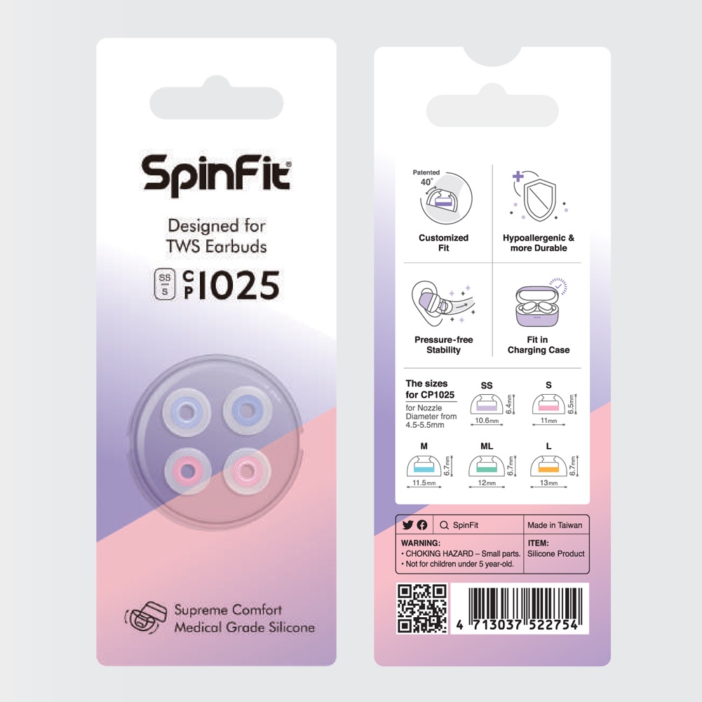 Spinfit CP1025 จุกหูฟัง ซิลิโคน หูฟังไร้สาย ท่อสั้น Silicone Eartips ...