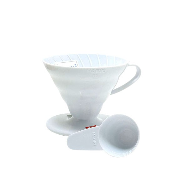 Hario ดริปเปอร์ สีขาว พลาสติก HARIO V60 Coffee Dripper White(PP) (VD-01W/038) (VD-02-W-CEX/290 ...