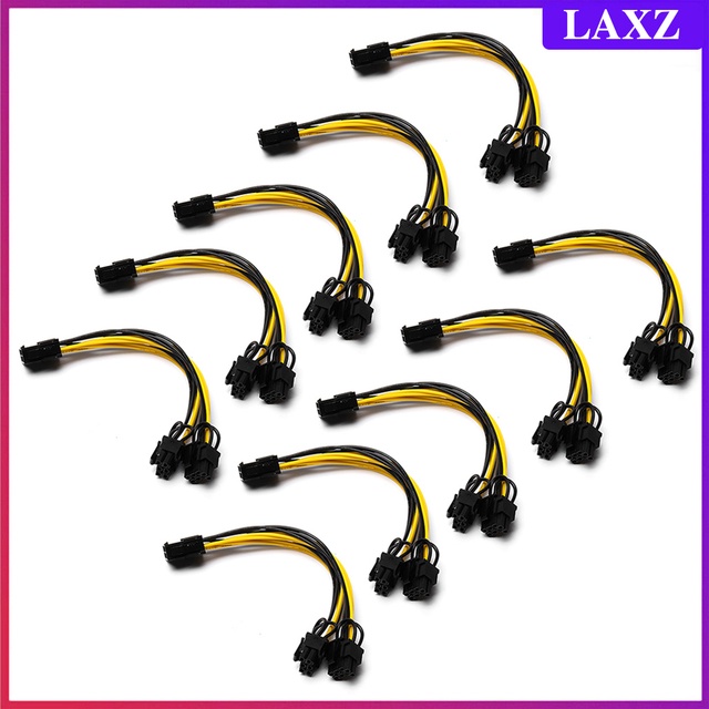 10Pcs 8 Pin PCI Express To Dual PCIE 8 (6+2) Pin Power Cable 21cm ...