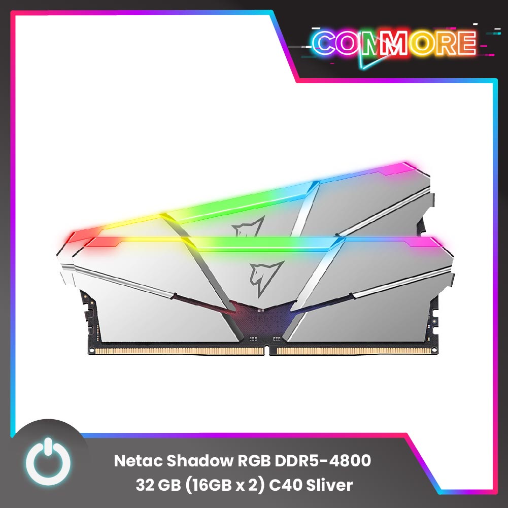 Netac Shadow RGB DDR5-4800 (แรมสำหรับพีซี) ความจุ 32 GB (16GB x 2) C40 ...