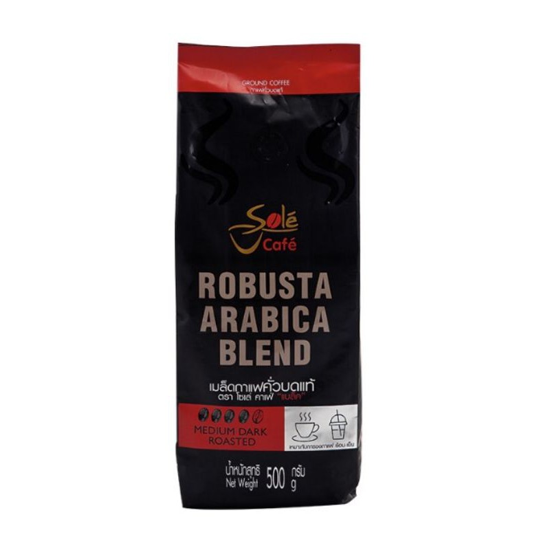 โซเล่ เมล็ดกาแฟคั่วบด 500 กรัม Sole Cafe Arabica&Robusta Blend Medium Dark Roasted | Shopee Thailand