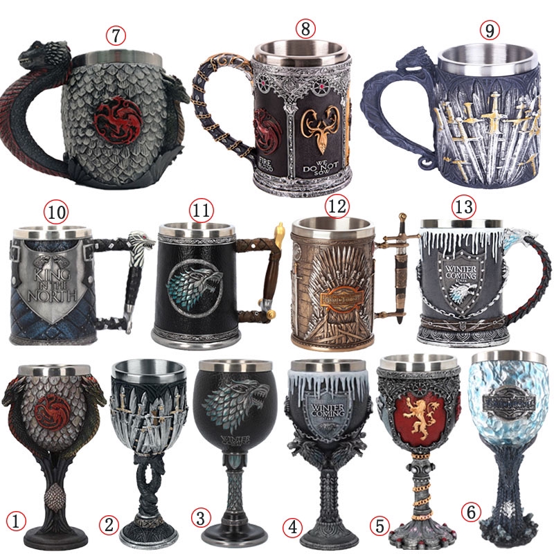 Game of Thrones แก้ว Goblet สแตนเลสเรซิ่น 3D เบียร์ Tankard ถ้วยกาแฟ ...