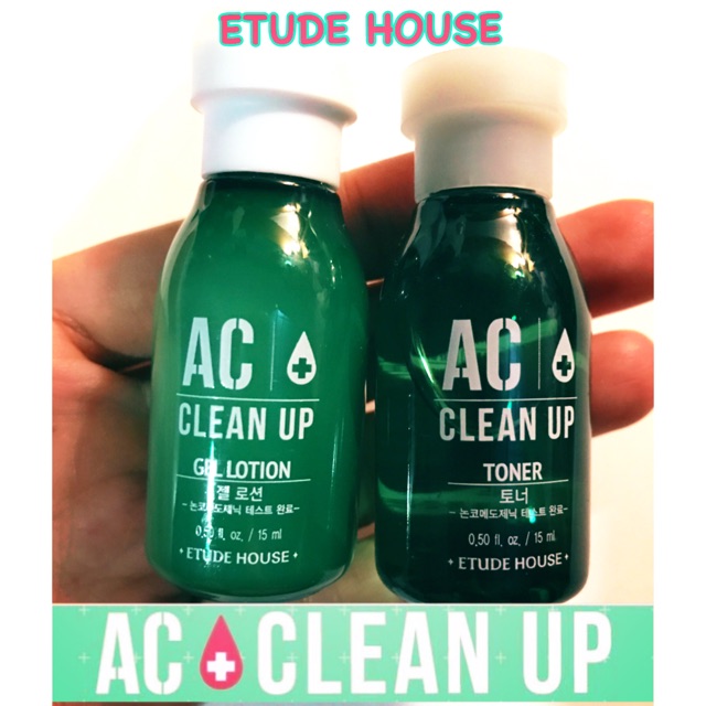 พร้อมส่ง[เซ็ตรักษาสิว] Etude House AC Clean Up Gel Lotion&Toner 15ml ...