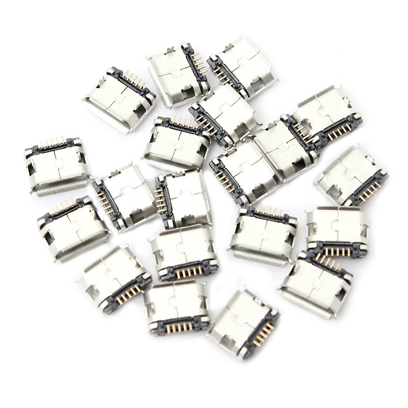 60Pcs Micro-USB B Female 5 Pin SMT Placement SMD DIP Socket Connector ...