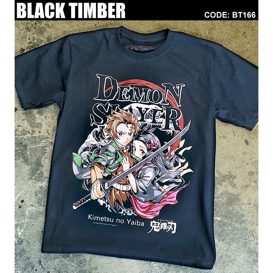 BT 166 Demon Slayer เสื้อยืด สีดำ BT Black Timber T-Shirt ผ้าคอตตอน สกรีนลายแน่น S M L XL XXL ...