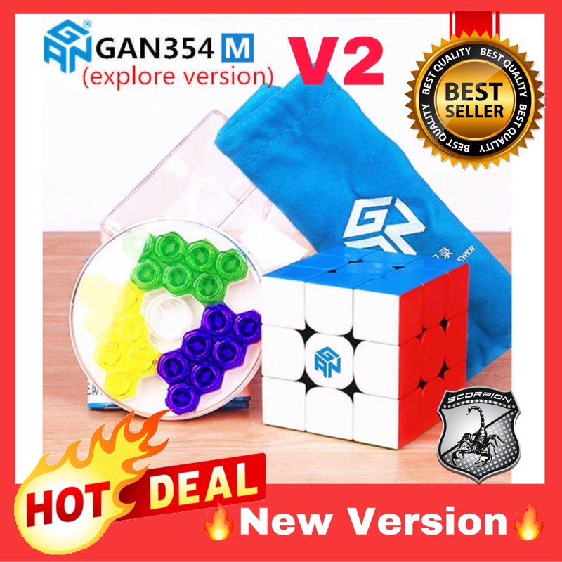 GAN354 M V2 รูบิก รูบิค มีแม่เหล็ก GAN 354M Ver2 Cube GAN354 M Rubik ...