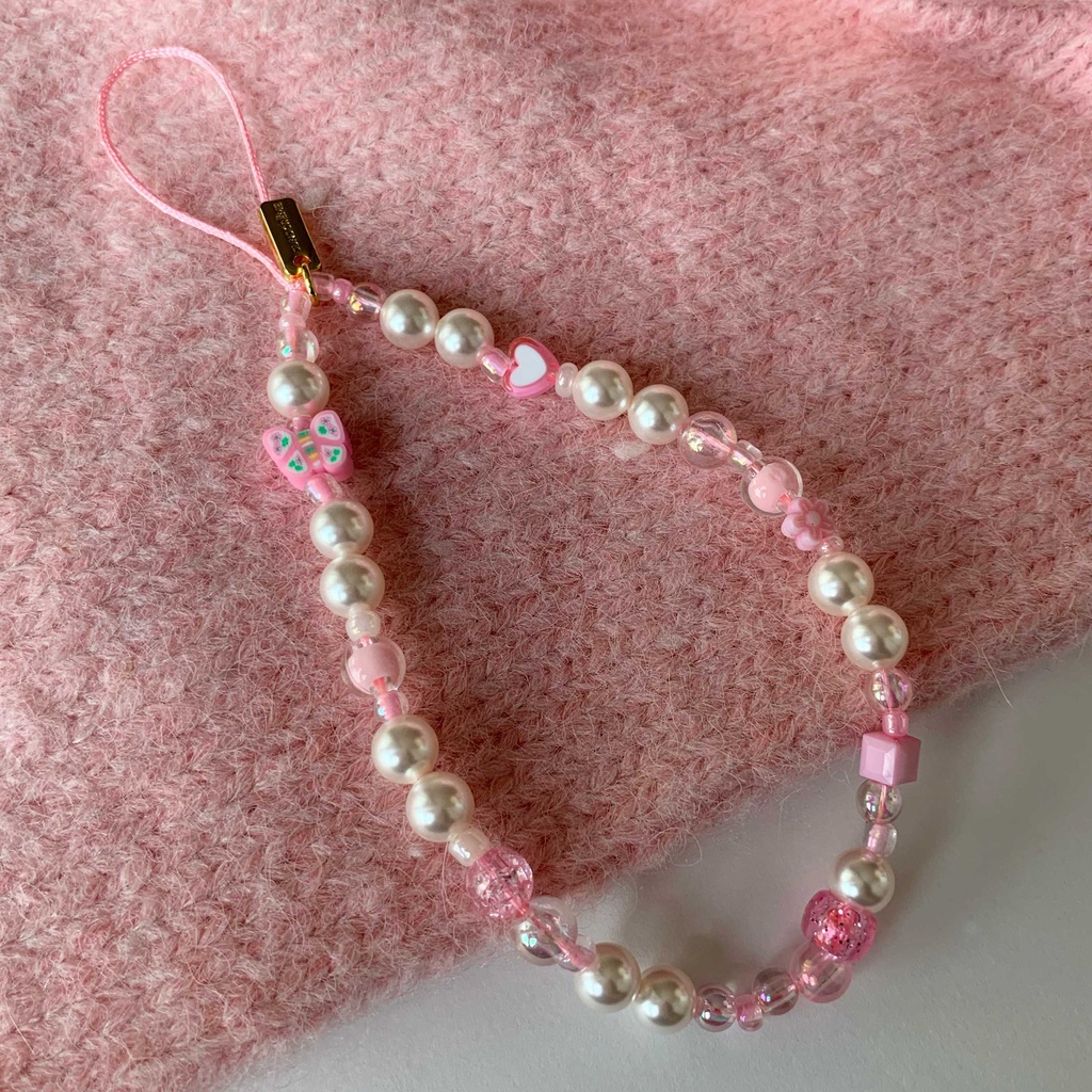 PASTEL PINK BUTTERFLY PHONE STRAP (ที่ห้อยมือถือ) | Shopee Thailand