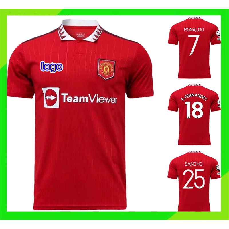เสื้อกีฬาแขนสั้น ลายทีมชาติฟุตบอล Manchester United 2022 2023 ไซซ์ S-2XL 22 23 | Shopee Thailand