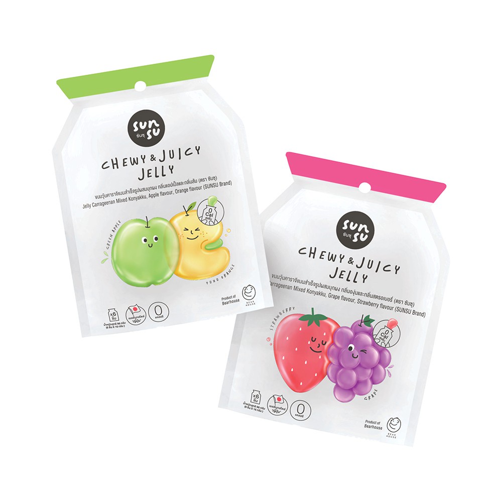 [การจัดส่งที่รวดเร็ว] Sunsu Chewy Konjac Jelly ซันซุ เยลลี่ รสสตอเบอร์ ...