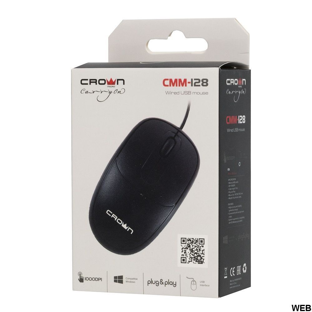 เมาส์มีสาย crown CMM-1283D Wired USB optical mouse 1000 DPI สำหรับ ...