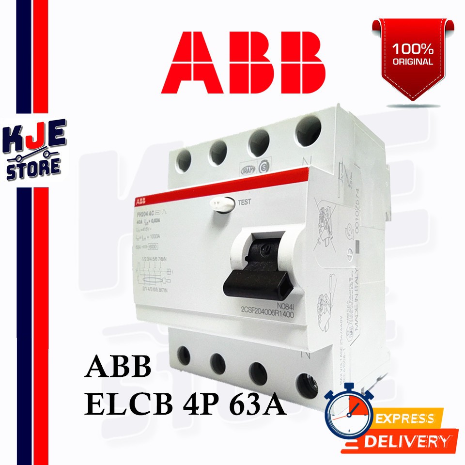 Abb ELCB/RCCB FH204 4P 63A [ 30mA / 100mA / 300mA ] | Shopee Thailand