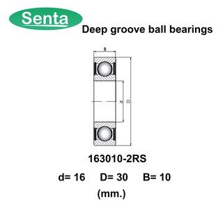 163010-2RS ตลับลูกปืนเม็ดกลมร่องลึก ( DEEP GROOVE BALL BEARINGS ) ฝายาง ...
