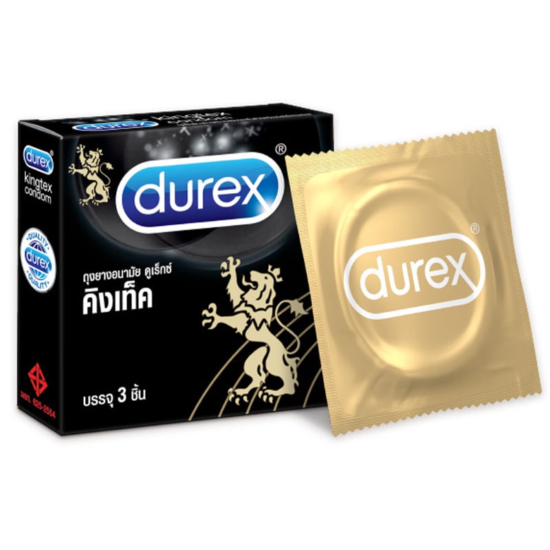 Durex Kingtex (ถุงยางอนามัยดูเร็กซ์ คิงเท็ค) ขนาด 49 มม.1 กล่อง บรรจุ 3ชิ้น (ไม่แสดงชื่อสินค้า ...
