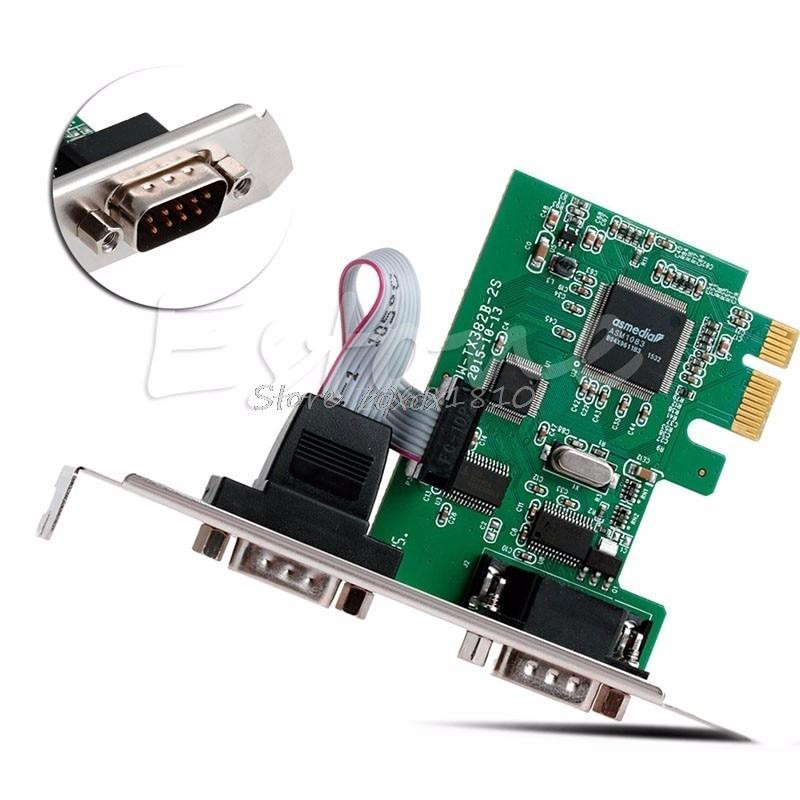 PCI-E PCIเพื่อคู่อนุกรมDB9อนุกรมควบคุมอะแดปเตอร์บัตรด่วน2-Port Z09 D ...