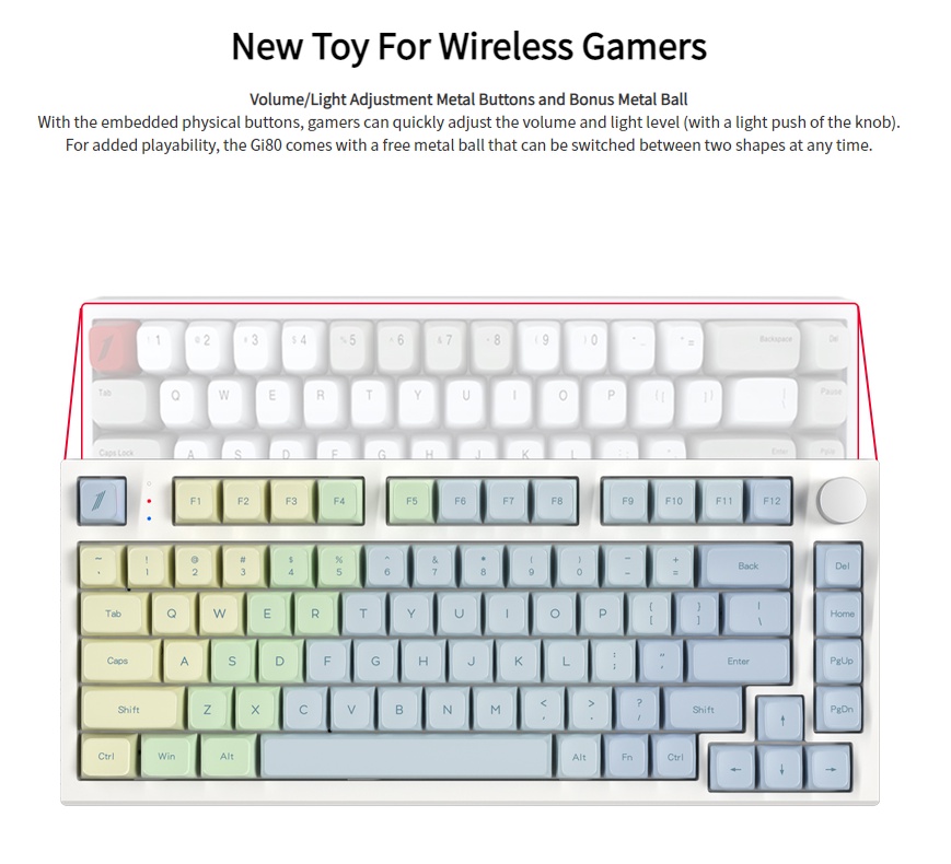 1STPLAYER CLEAR 75% MDA PBT KEYCAPS 81 KEYS WITH KNOB WIRELESS KEYBOARD ...