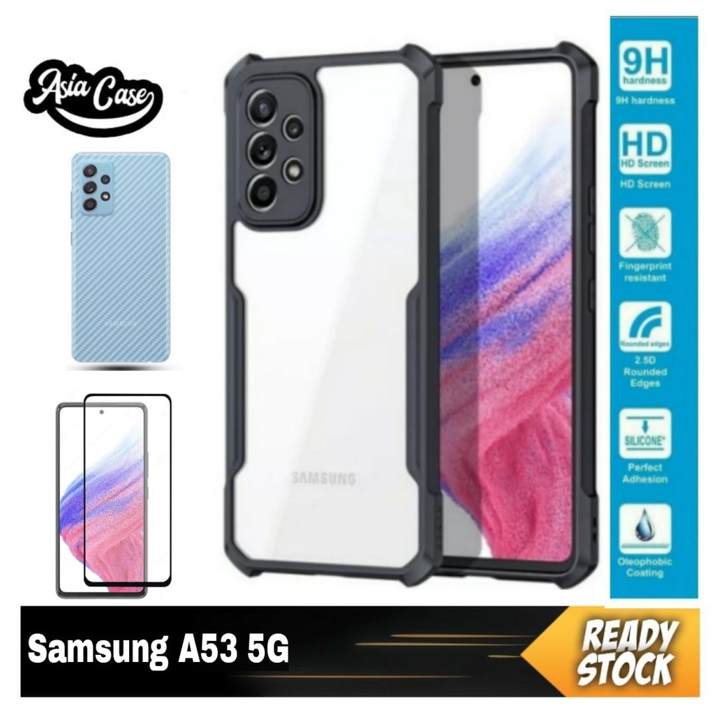Layar 3 IN 1 Case Samsung A53 5G กระจกนิรภัยแบบเต็มหน้าจอและ Garskin ...