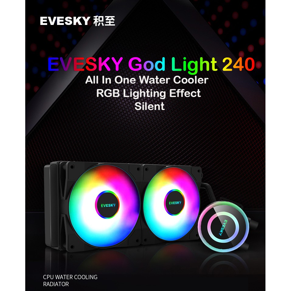 Evesky หม้อน้ําระบายความร้อน RGB 240 มม. สําหรับ CPU รองรับ Intel AMD Ryzen | Shopee Thailand