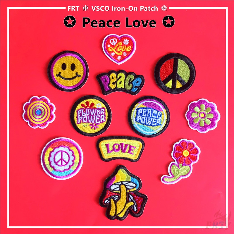 ☸ แผ่นแพทช์เหล็ก VSCO ลาย Peace Love ☸ แผ่นแพทช์รีดติดเสื้อ DIY จํานวน ...