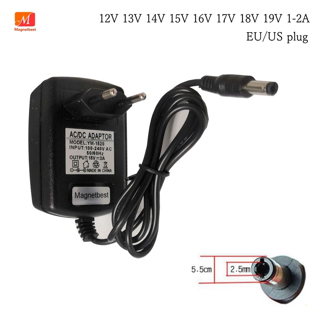 อะแดปเตอร์ชาร์จพาวเวอร์ซัพพลาย 12V 13V 14V 15V 16V 17V 18V 19V 1-2A AC DC 12V TO 19V 5.5*2.5/2.1 ...
