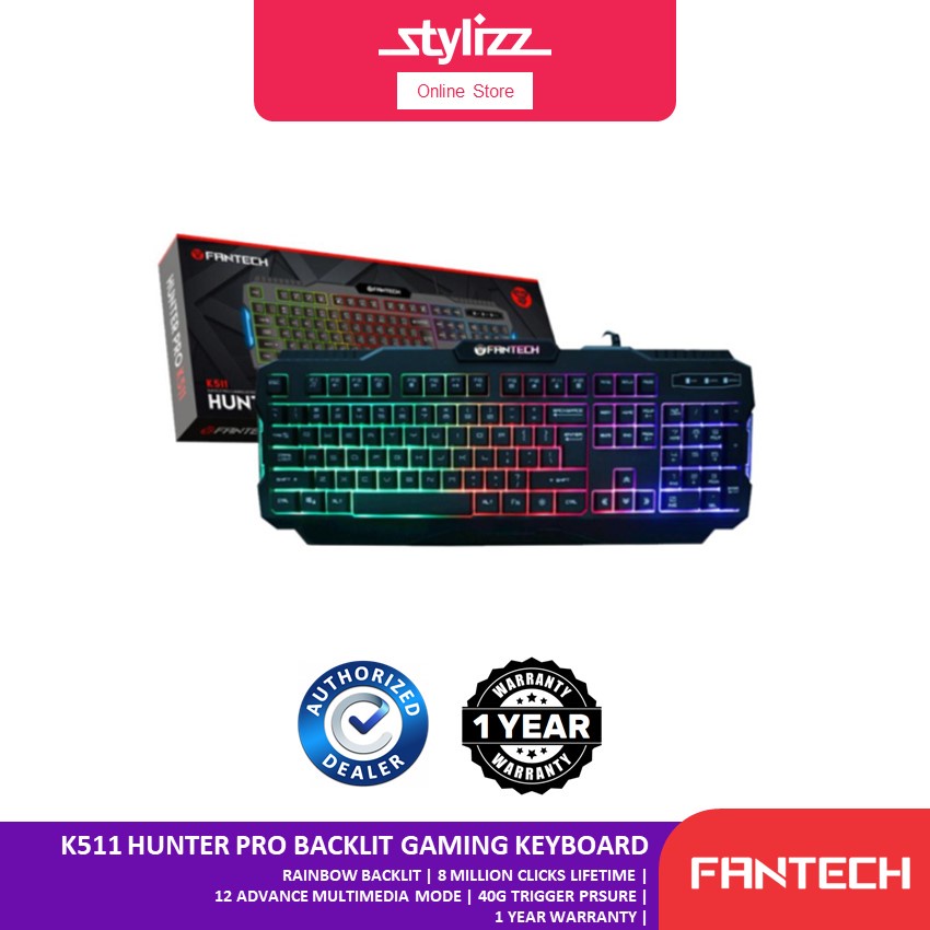 Fantech K511 HUNTER PRO BACKLIT คีย์บอร์ดเกมมิ่ง 104 คีย์ หลายแบบ 19 ...