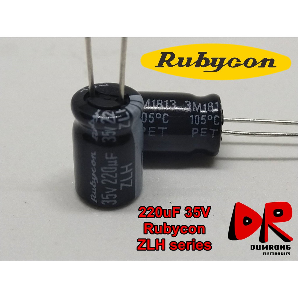 (10 ชิ้น) 220uF 35V capacitor ตัวเก็บประจุ Rubycon ZLH high frequency ...