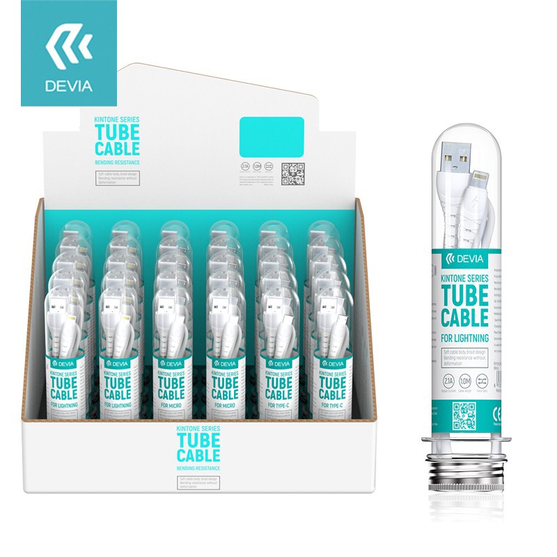 DEVIA Kintone Series Tube Cables 2.1A - White | Shopee Thailand