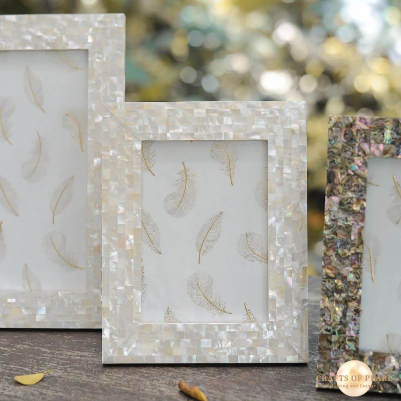 Wooden Photo Frame in Mother of Pearl: กรอบรูปแต่งเปลือกหอยมุกขาว ...