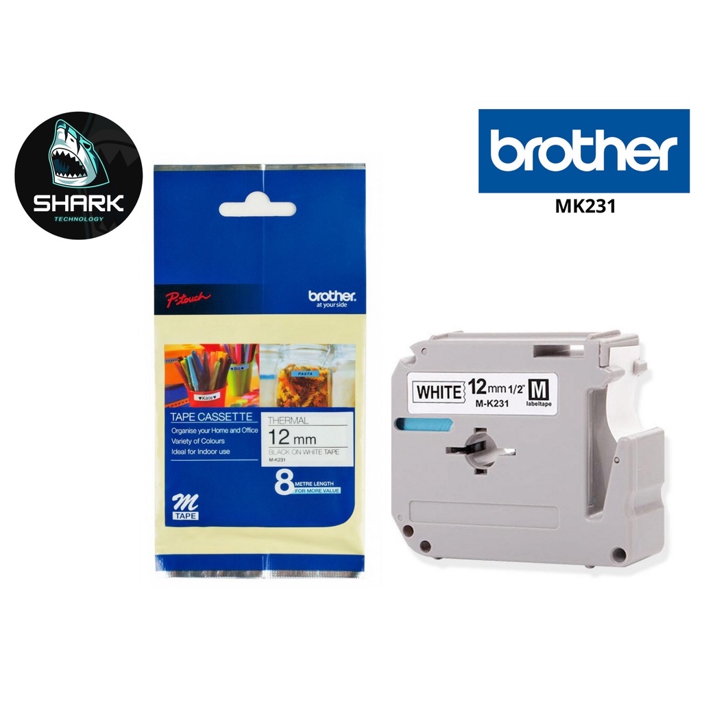 Brother M-K231 M Tape เทปพิมพ์อักษร ขนาด 12 มม. ดำ/ขาว ใช้กับเครื่อง PT-65TH | Shopee Thailand