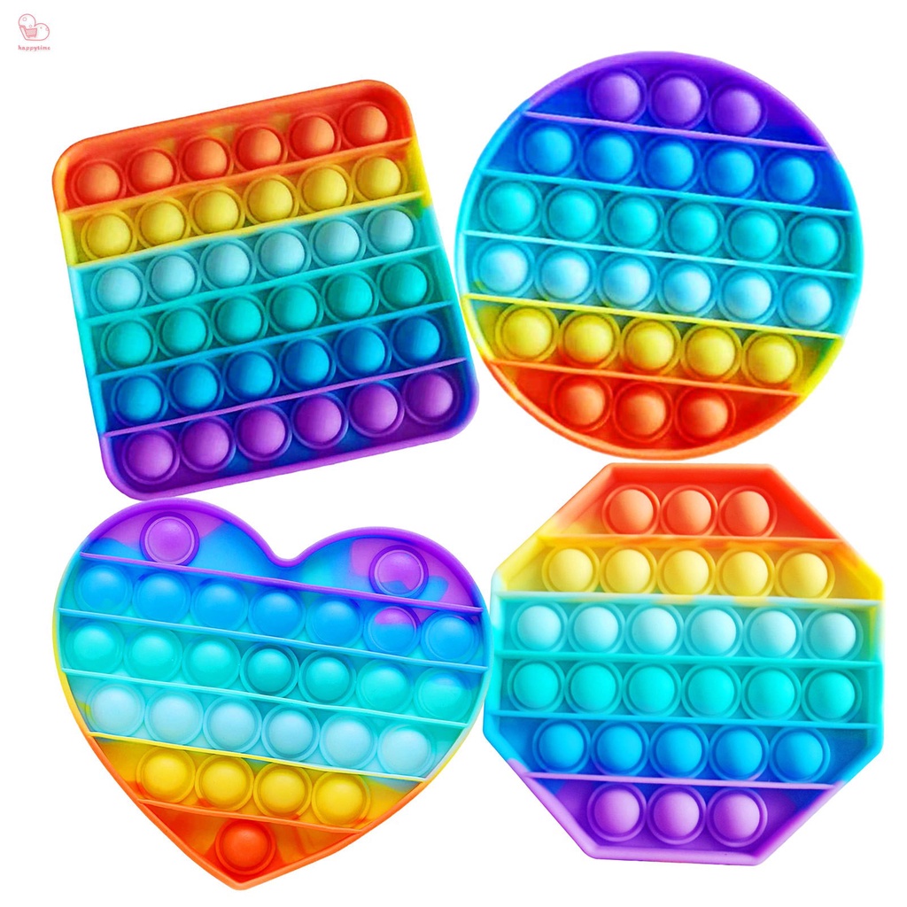 เรนโบว์ป๊อปมัน New Rainbow Pop It Round Fidget Kids Toy Push Bubble ...
