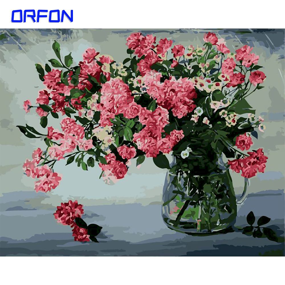 【ORFON】ภาพวาดสีน้ํามัน ตามตัวเลข รูปดอกไม้ สําหรับตกแต่งผนัง DIY | Shopee Thailand