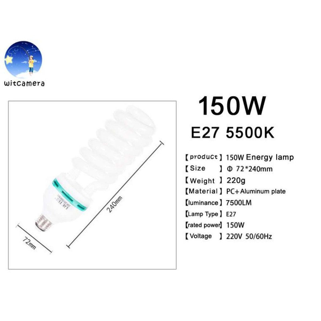 หลอดไฟ 150W 5500K E27 Continuous Lighting Day Light Bulb | Shopee Thailand