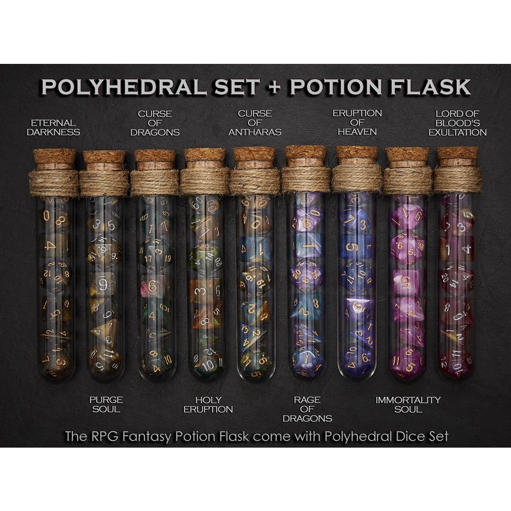 Potion Flask with Dice Set of 7 | ลูกเต๋า Dice For DnD D&D MTG RPG TRPG ...