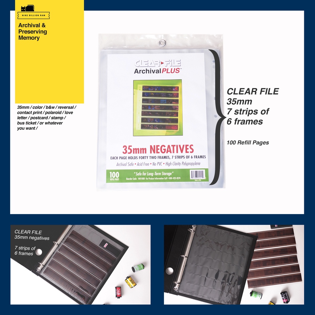 Clear file Archival plus (film 35/120 mm) เคลียร์ไฟล์ซองใส่ฟิล์มขนาด 35 ...