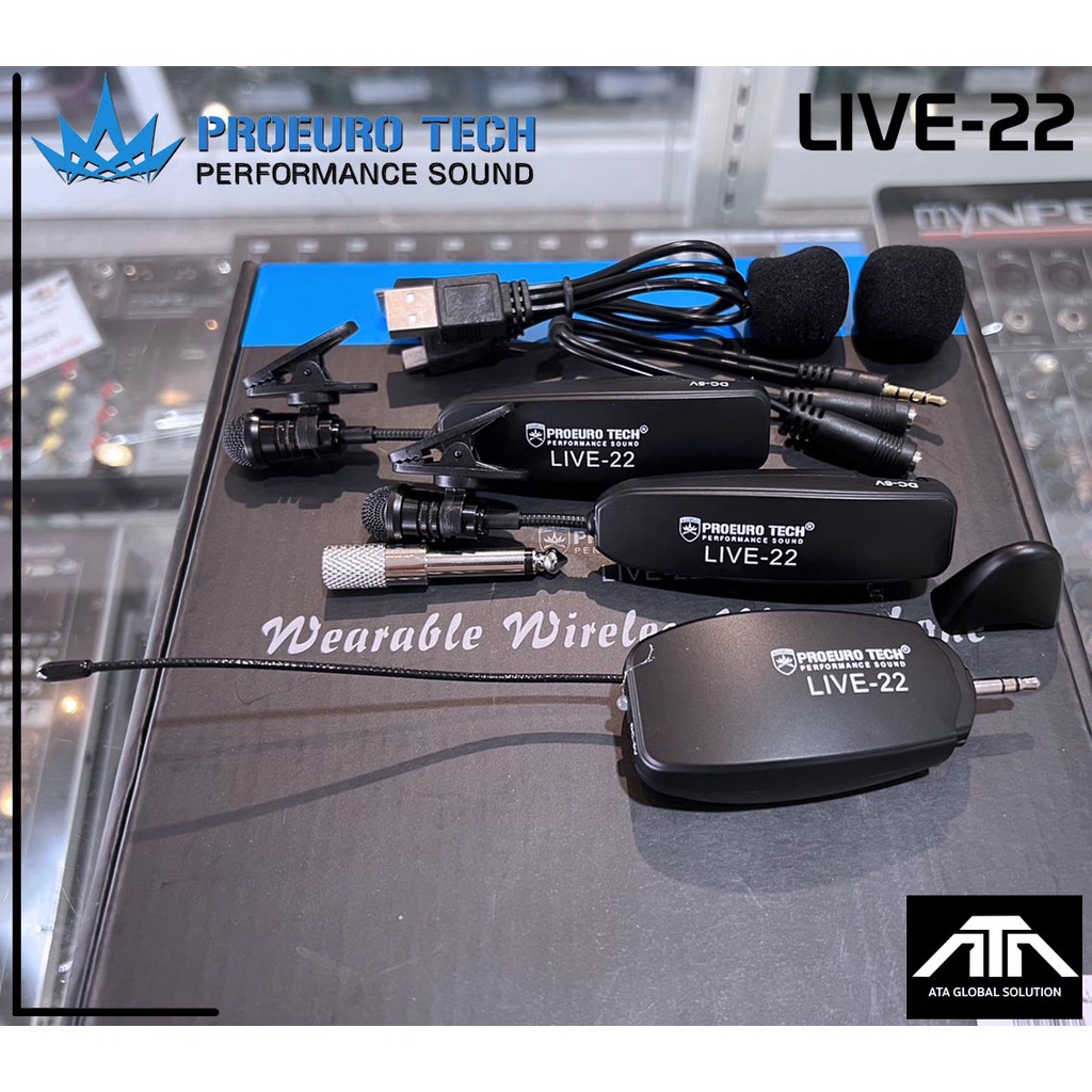 PROEUROTECH LIVE-22 ไมค์ไลฟ์สด ชาร์จแบตได้ LIVE 11 LIVE22 PROEURO TECH ...