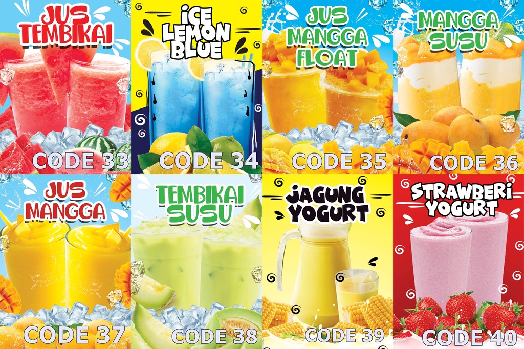 สติ๊กเกอร์ Air Balang Stiker Jus Buah Kelap Teh Ais Green Tea Label ...