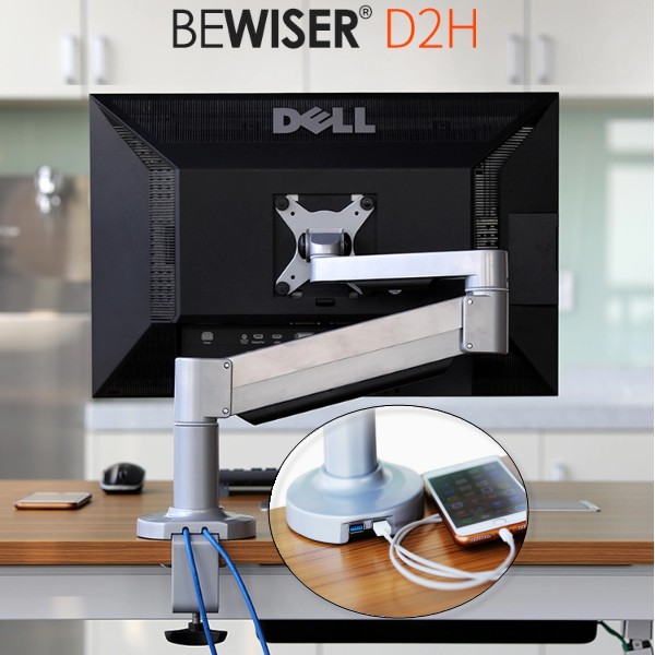 BEWISER D2H Silver ขาตั้งคอม จอมอนิเตอร์VESA24"-49" แขนอลูมินั่มแก๊ส ...