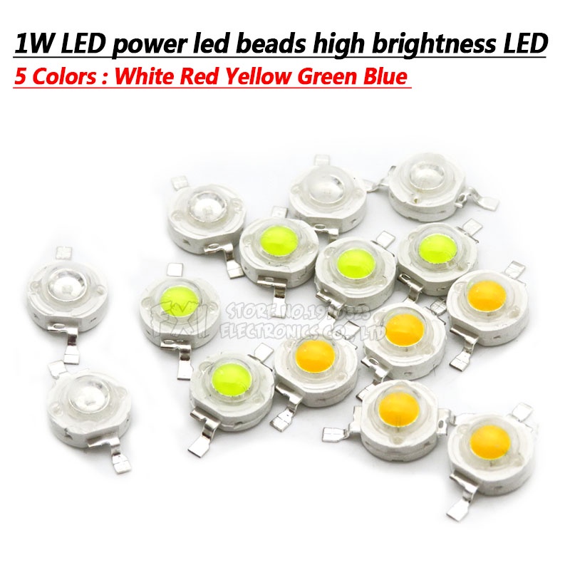 ลูกปัดไฟ LED 1W 10 ชิ้น สีขาว สีแดง สีเหลือง สีเขียว สีฟ้า พลังงานสูง 5 สี | Shopee Thailand