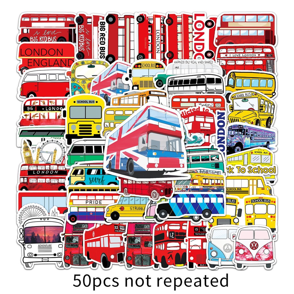 พร้อมส่ง!! vintage LONDON BUS รถโรงเรียน รสบัส แผ่น sticker กันน้ำ ...