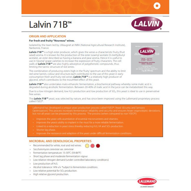 ยีสต์หมักไวน์ ทำไวน์ LALVIN 71B-1122 | Shopee Thailand