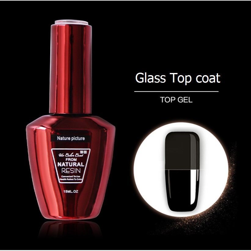 ท็อปโค้ทกระจก Base Coat & Top Gel Nature Picture Glass Topcoat 15ml ...