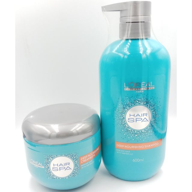 2ชิ้น แชมพูคู่ทรีทเม้นท์ Loreal hair spa shampoo 600ml + hair spa ...