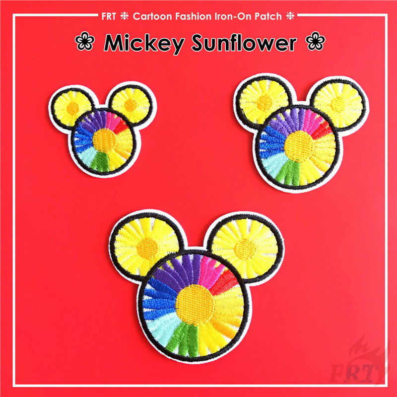 ☸ Mickey Sunflower - Q Fashion Brand Logo Iron-On Patch ☸ 1 ชิ้น DIY ...