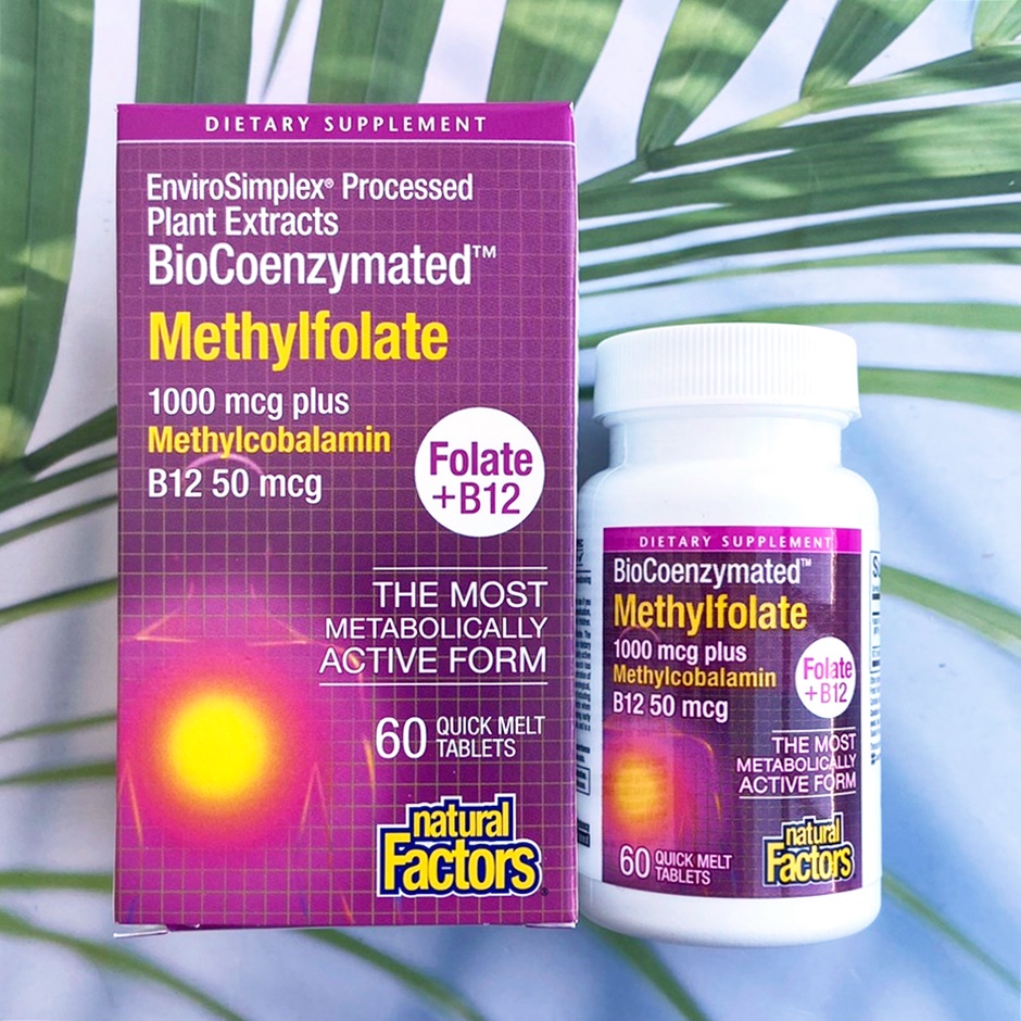 เมทิล โฟเลต วิตามินบี12 BioCoenzymated Methylfolate 1000 mcg Plus B12, 50 mcg 60 Quick Melt ...
