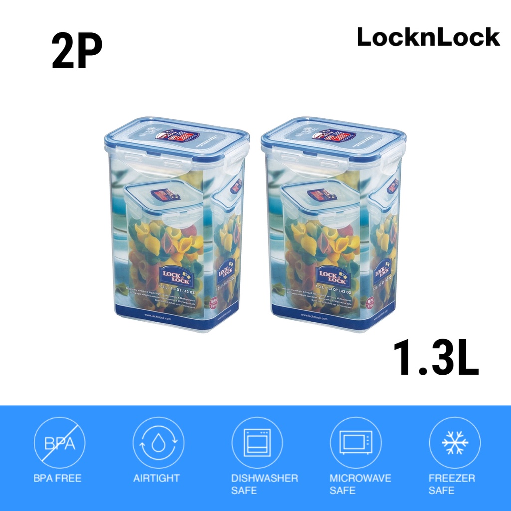 Locknlock กล่องใส่อาหารคลาสสิกอย่างเป็นทางการ 1.3 ลิตร 2 ชิ้น (HPL ...