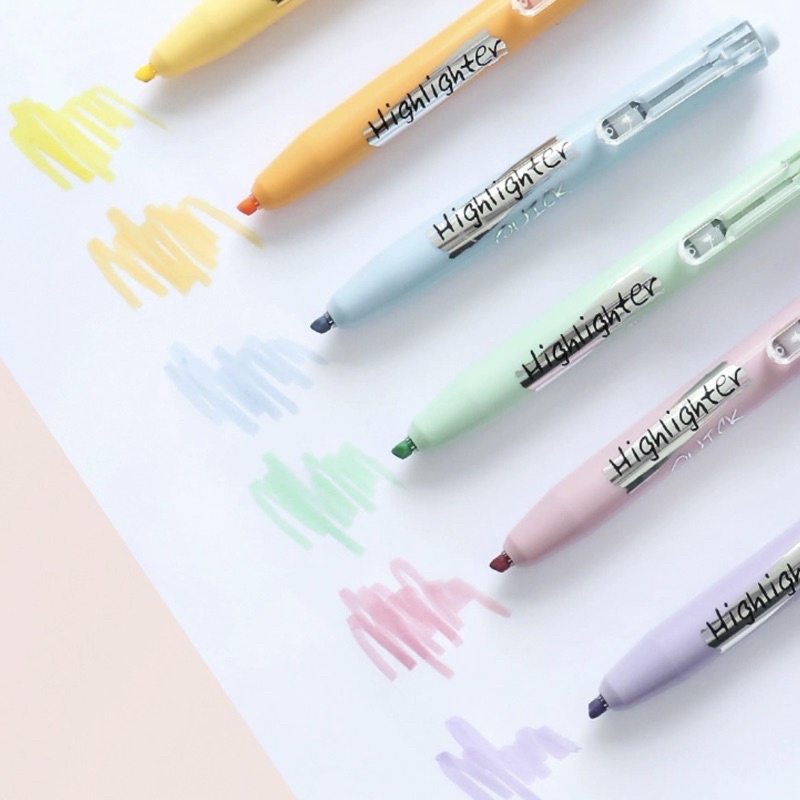 NEJA LIFE ปากกาเน้นข้อความ แบบหัวกด Hilighters 6สี พาสเทล ใช้งานสะดวก ...