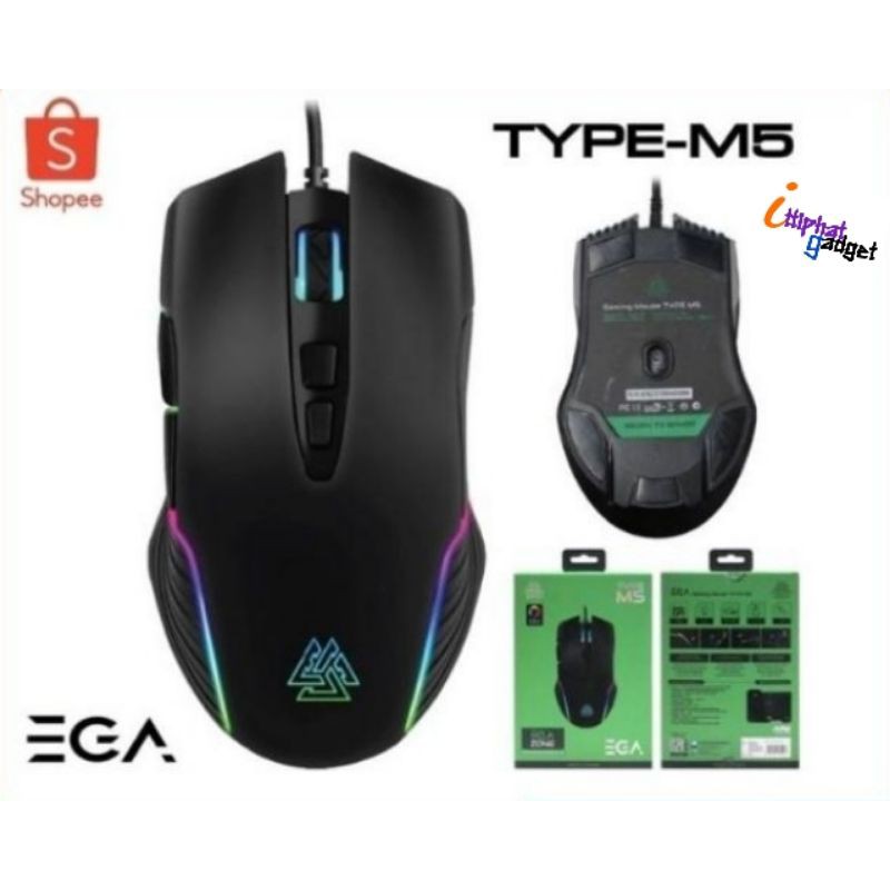 EGA Type M5 เมาส์เกมส์มิ่ง มีไฟ RGB Gaming Mouse Macro ราคาดีที่สุด | Shopee Thailand
