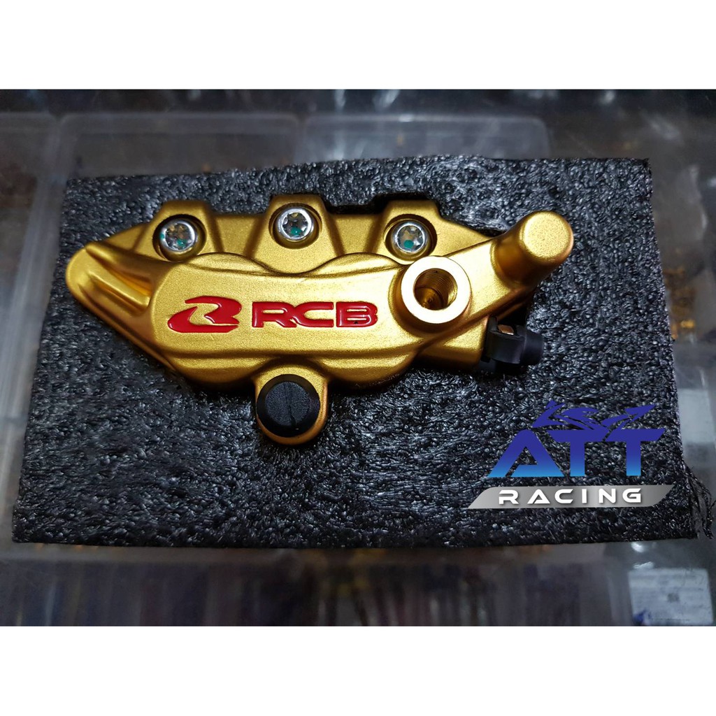 ปั๊มหน้าพร้อมขาจับ RCB 2 POT สีทอง สำหรับรถ M-slaz mslaz R15 r15 ...